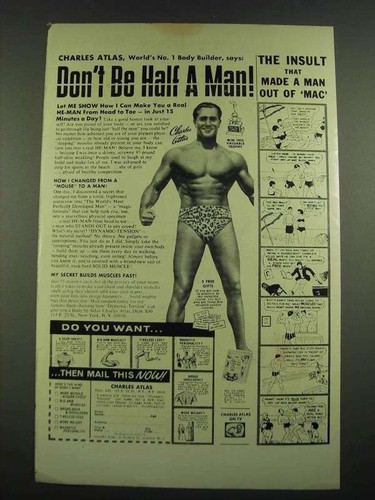 1974 Charles Atlas Dynamic-Tension Book Ad - Don't be Half a Man! | eBay
