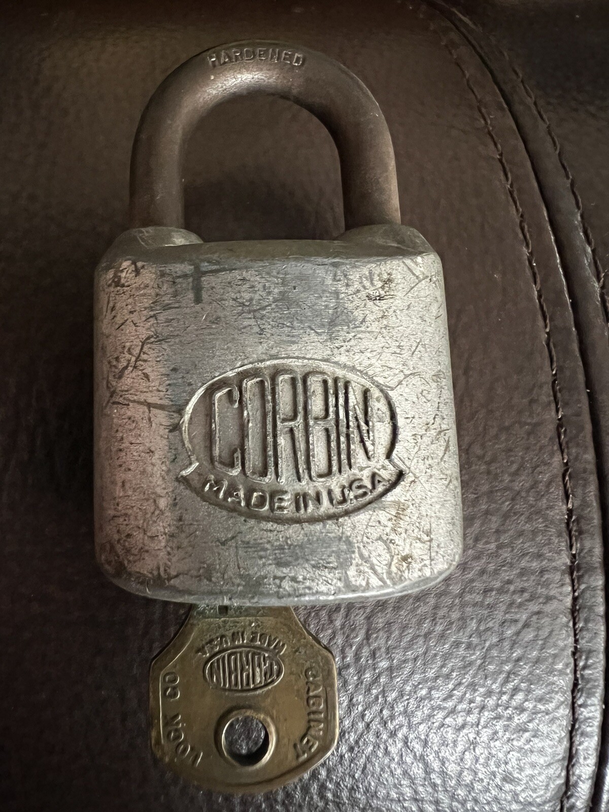 Vintage Padlock - CORBIN Lock with Key - Rugged - Hardened Steel - USA ...