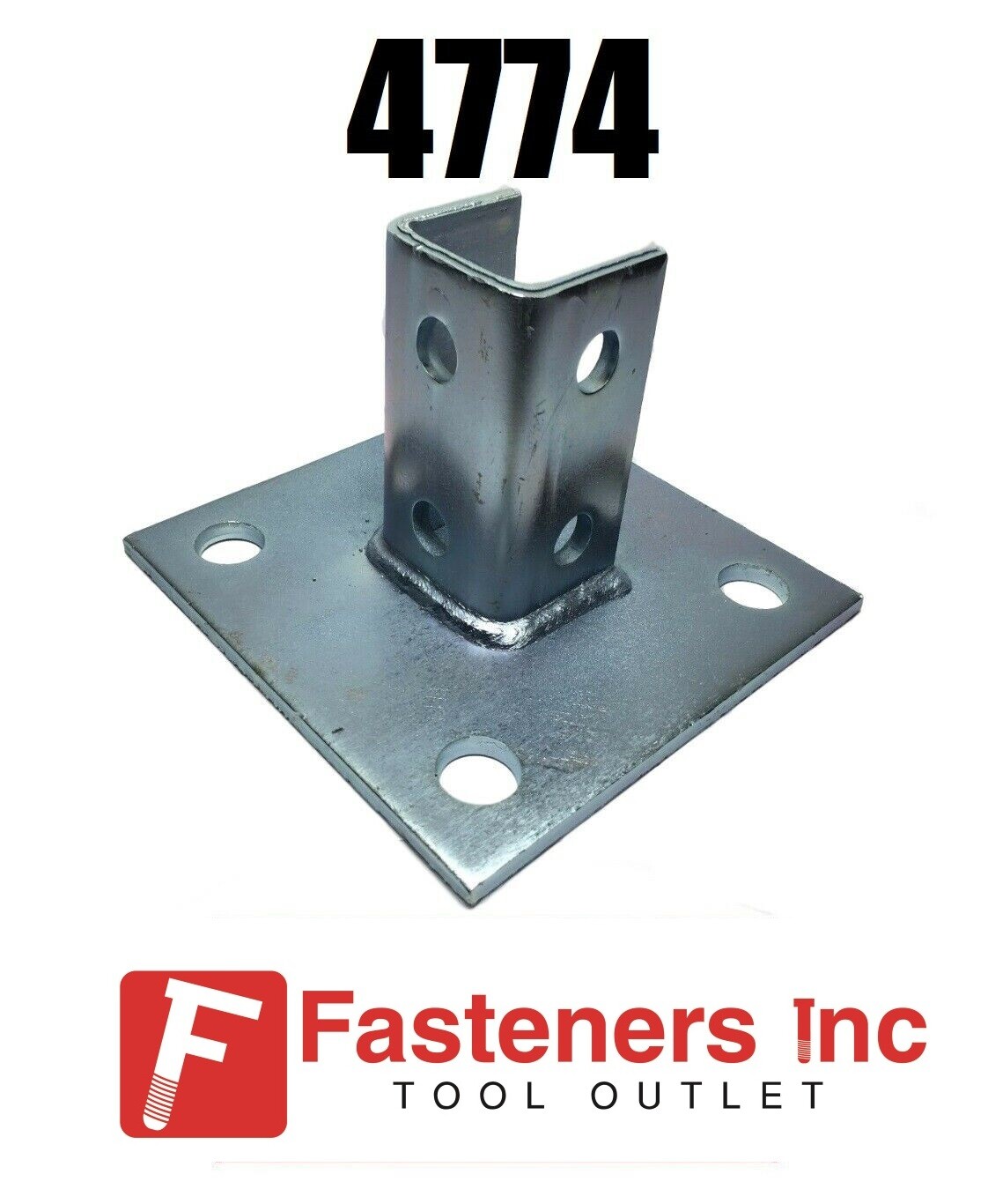 (Qty 1) Square Post Base 1-5/8" for Unistrut / B-Line Channel #4774 ...