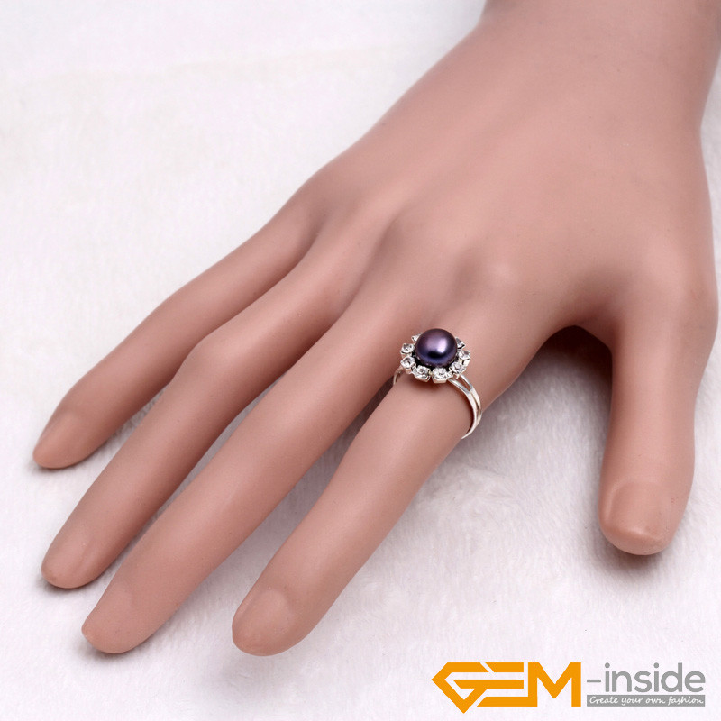 Natural Freshwater Pearl Rings White Gold Plated Sun Shape XMAS Fashion ...