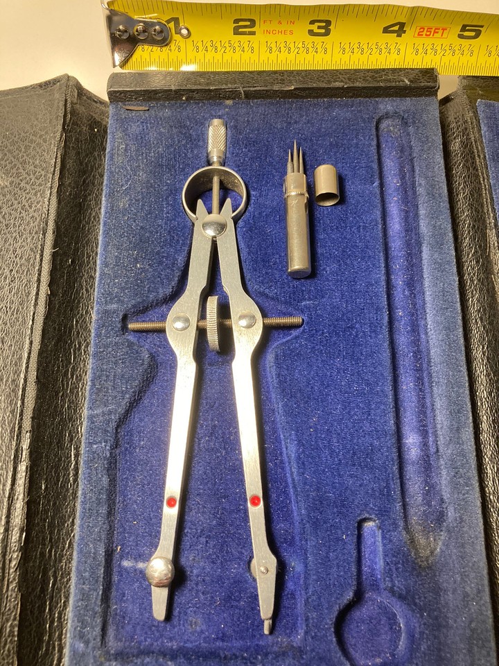 Vintage Vemco Brand Metal Drafting Compass w/ Case & Pencil Tips | eBay