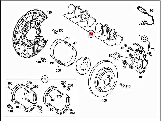Genuine MERCEDES A209 C209 CL203 R171 S203 W203 Ts brake pad 0034202820 ...