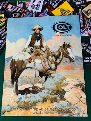 COLT TEX AND PATCHES TIN SIGN W/ FREE PATCH dtom decor garage | eBay