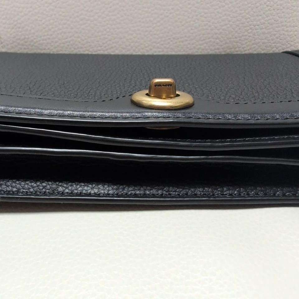 Coach Riley Chain Clutch Black Leather Crossbody Bag Authentic | eBay