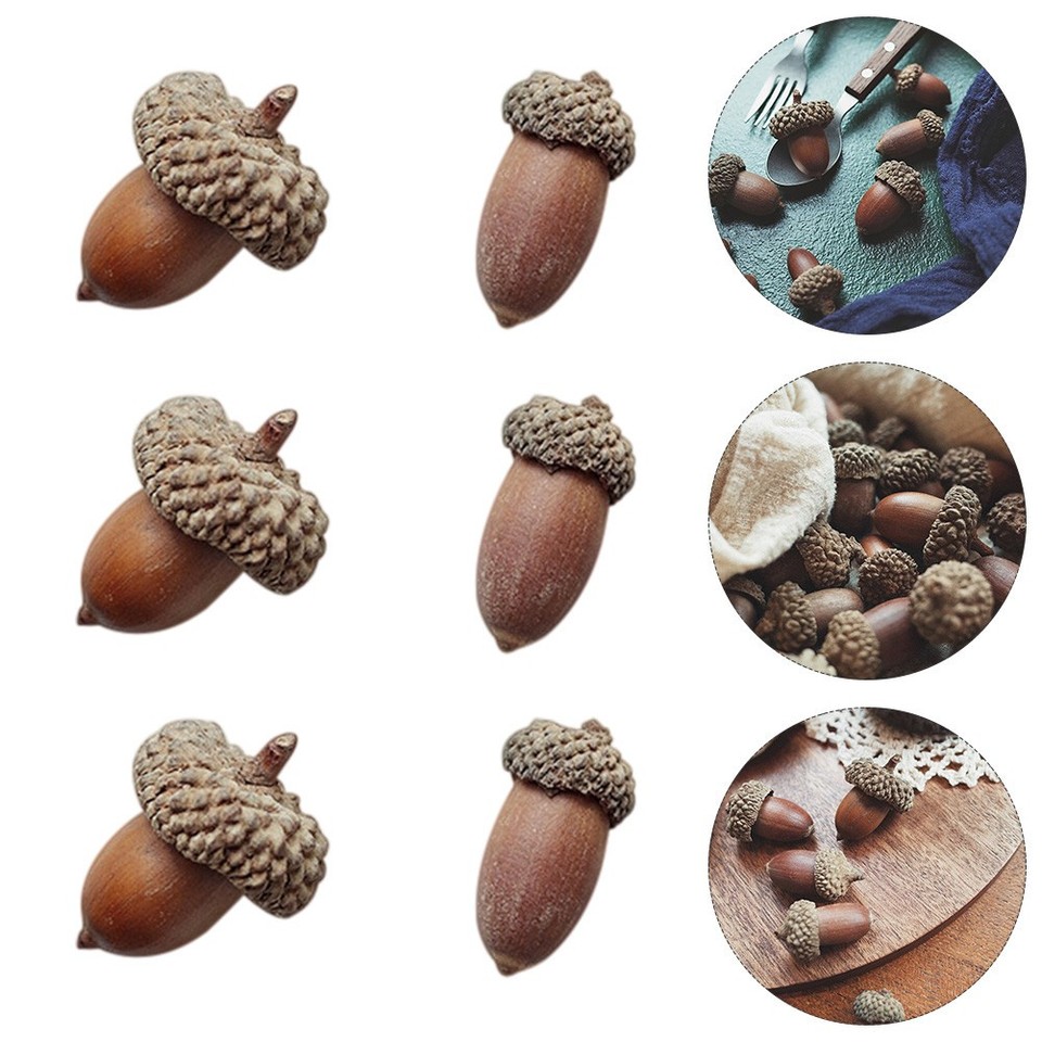 6pcs Mini Acorns Photo Props Thanksgiving Festival Decorative Ornaments ...