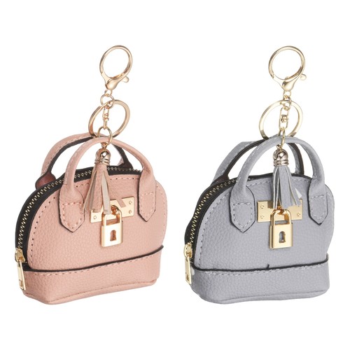 2 Pcs Mini Tote Bag Keychain, Cute Coin Purse Keychain for Women, Pink ...