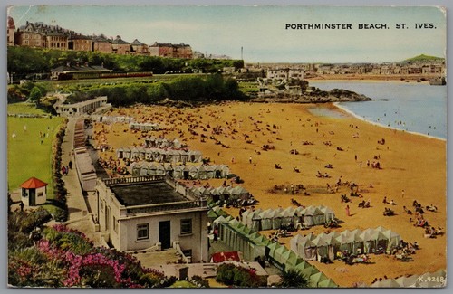 Porthminster Beach St Ives Cornwall England Postcard Postmark 1956 | eBay