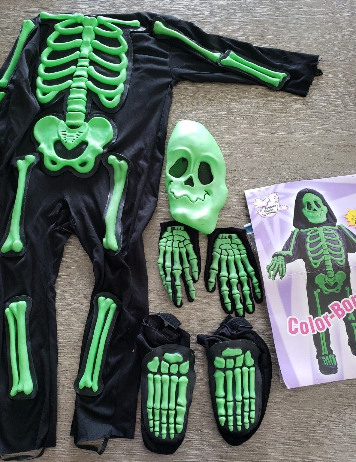 boys COLOR BONES SKELETON HALLOWEEN COSTUME EASTER MA… - Gem