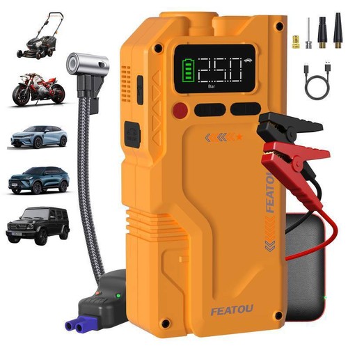 Portable 8000A Car Jump Starter With Air Compressor Pack Booster 12V ...