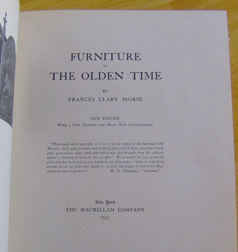 antique 1937 book FURNITURE OF OLDEN TIME Morse Colonial chairs HUGE ...