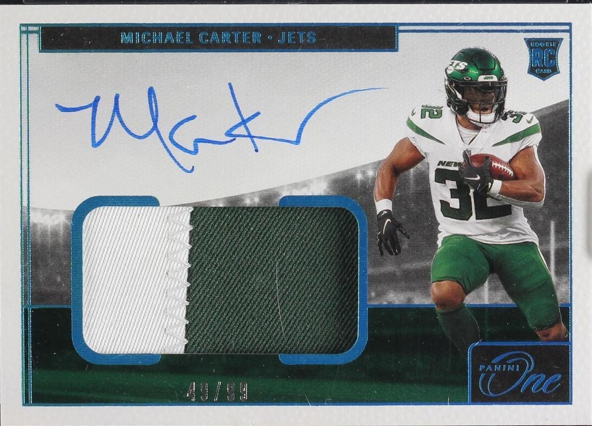 2021 Panini One - Rookie Patch Autograph Michael Carter #29 Blue /99 ...
