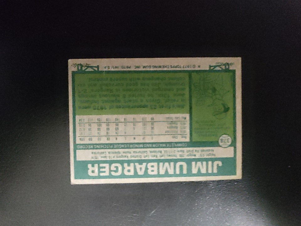 1977 Topps #378 Jim Umbarger Texas Rangers Baseball Card vg read ...