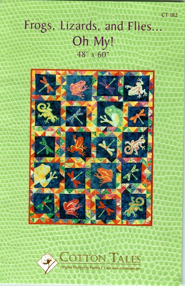 Frogs Lizards and Flies Oh My! Wall Quilt Pattern Bright Fun | eBay