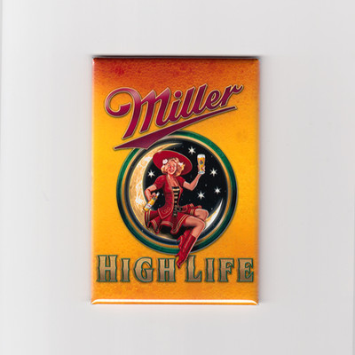 MILLER HIGH LIFE - 2" x 3" FRIDGE MAGNET (classic vintage beer label ...