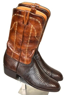 Xlent Lucchese 1883 Exotic Teju Lizard &Goat Skin Shaft Western Cowboy ...