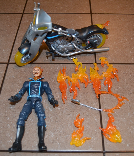 Marvel Legends Ghost Rider Deluxe Johnny Blaze Flame Cycle Motorcycle ...