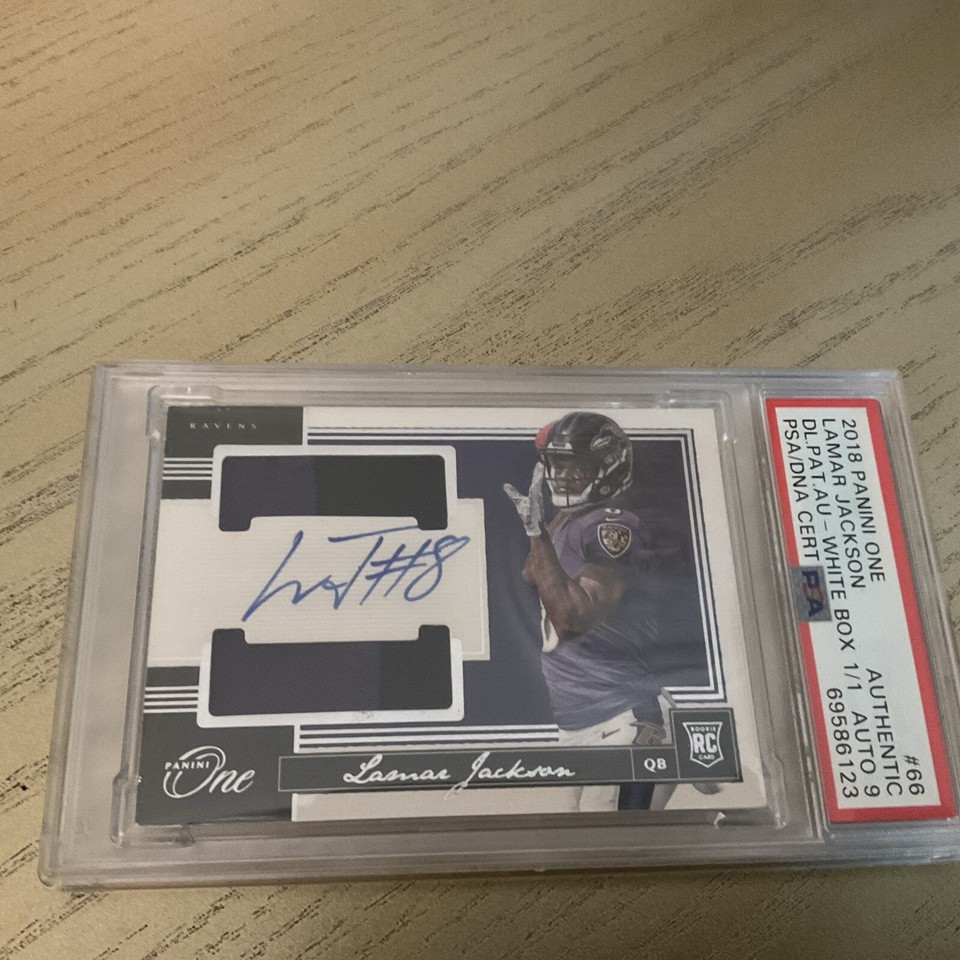 2018 Panini One - Rookie Patch Autograph - Lamar Jackson 1/1 Psa auto 9 ...