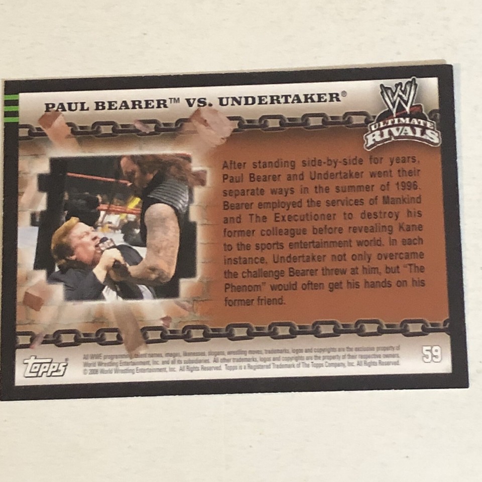 Paul Bearer Vs Undertaker Trading Card WWE Ultimate Rivals 2008 #59 | eBay