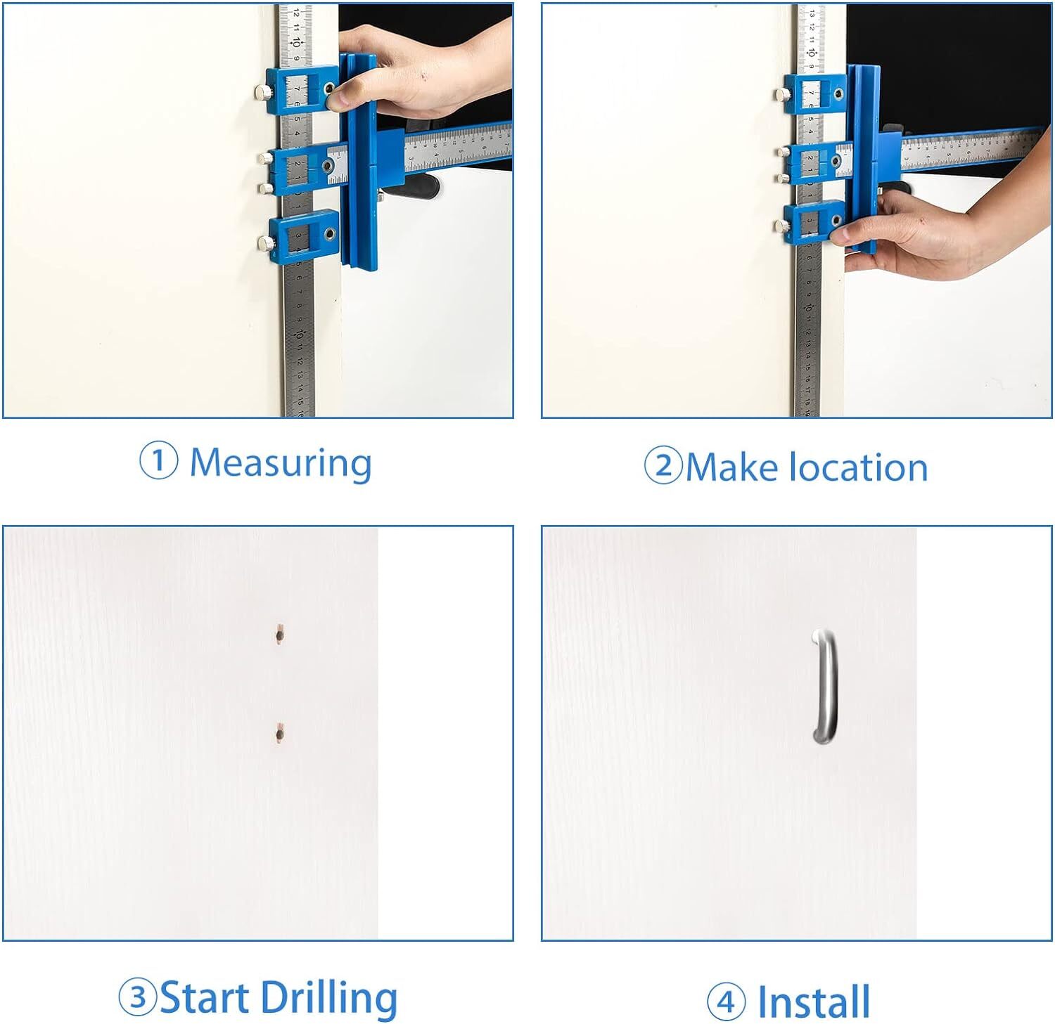 Drill Guide Sleeve Punch Locator Cabinet Hardware Jig Drawer Pull Wood ...