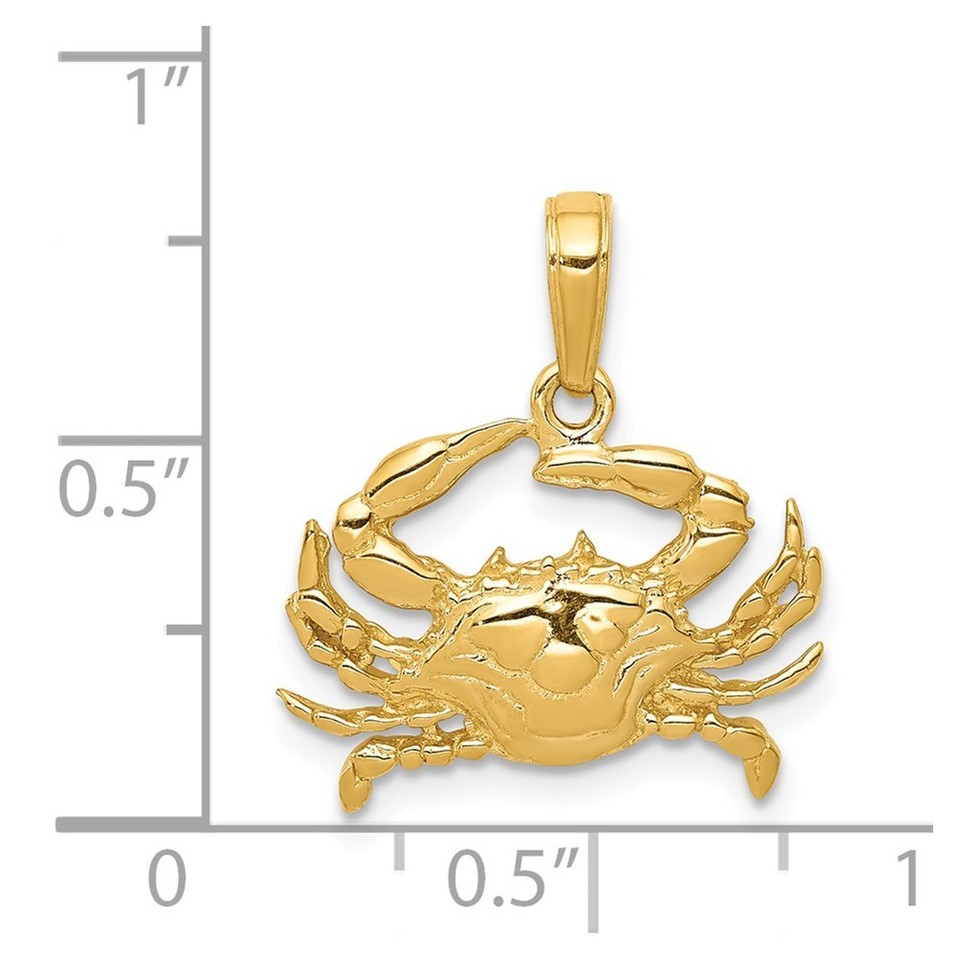 14k Yellow Gold Blue Crab Charm Pendant 0.79 Inch | eBay