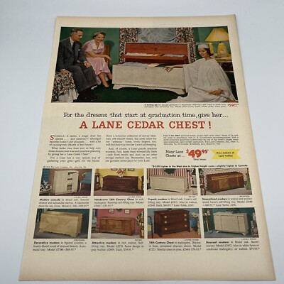 Lane Cedar Chests 1953 Vintage Print Ad 10"x14" many different styles ...