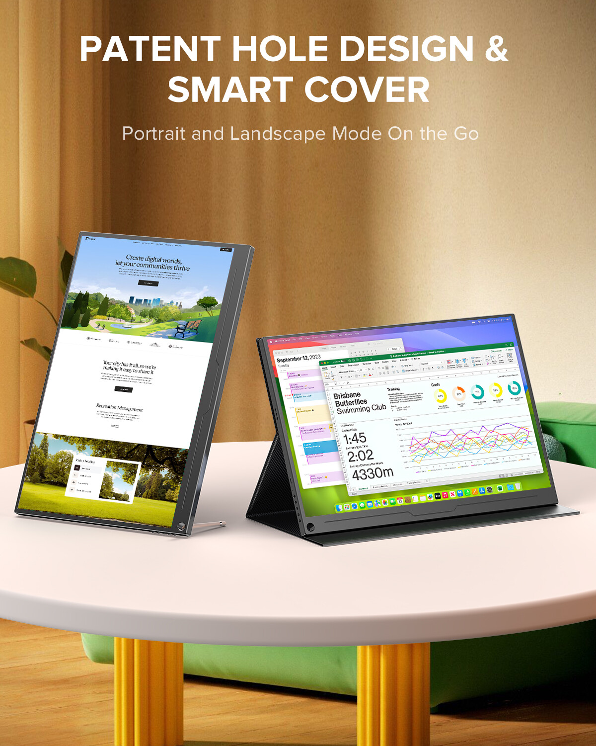 16.0" Portable Monitor 2K QHD HDMI USB C 1200:1 Display Screen for ...