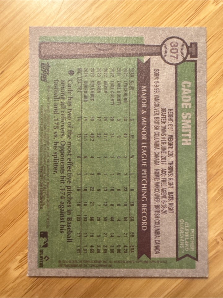 Cade Smith 2025 Topps Heritage Green Border Cleveland Guardians #307 | eBay
