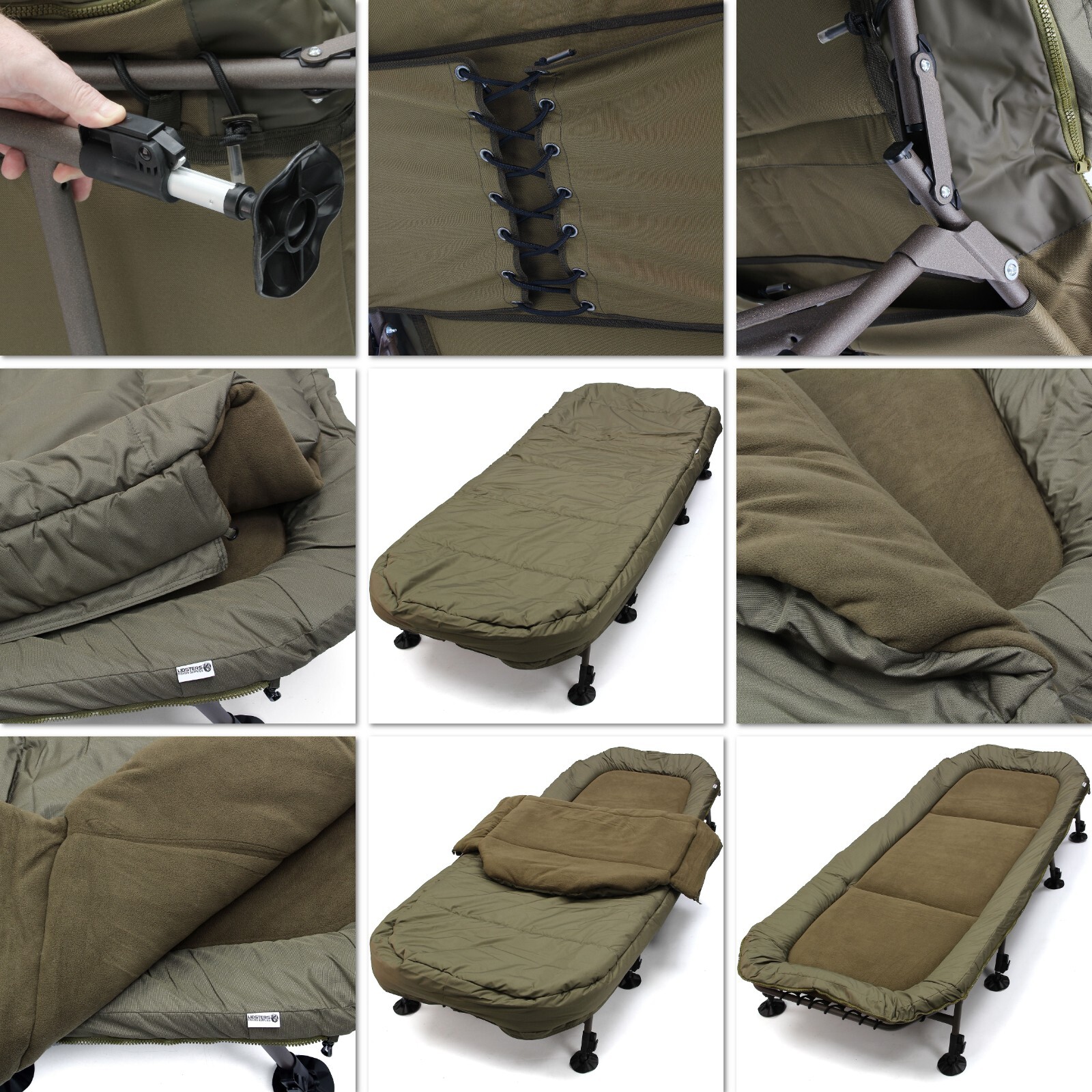 Lidsters Deluxe Carp Fishing 8 Leg Bedchair Sleep System All season ...