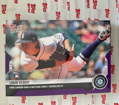 2021 Topps Now Logan Gilbert Rookie card Purple Parallel 22/25 RC #477 ...