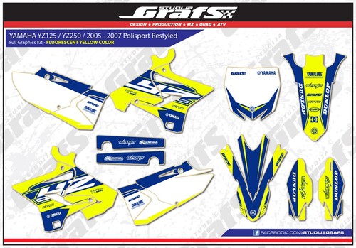 2005 2006 2007 YZ 125 250 Graphics Kit YAMAHA YZ125 YZ250 Polisport ...