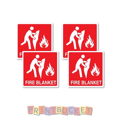 Fire Blanket sticker 60mm 4 pack quality water/fade proof vinyl | eBay