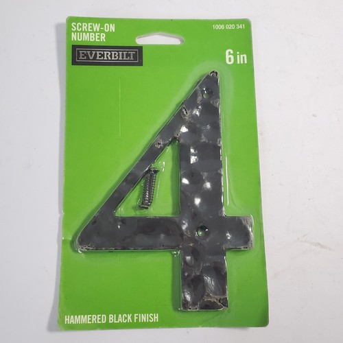 Everbilt House Number 4 Hammered Black 6" Screw-On | eBay