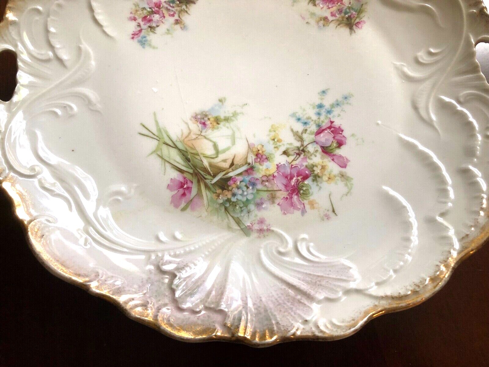 Vintage Antique Decorative porcelain hand painted Floral with Handles ...