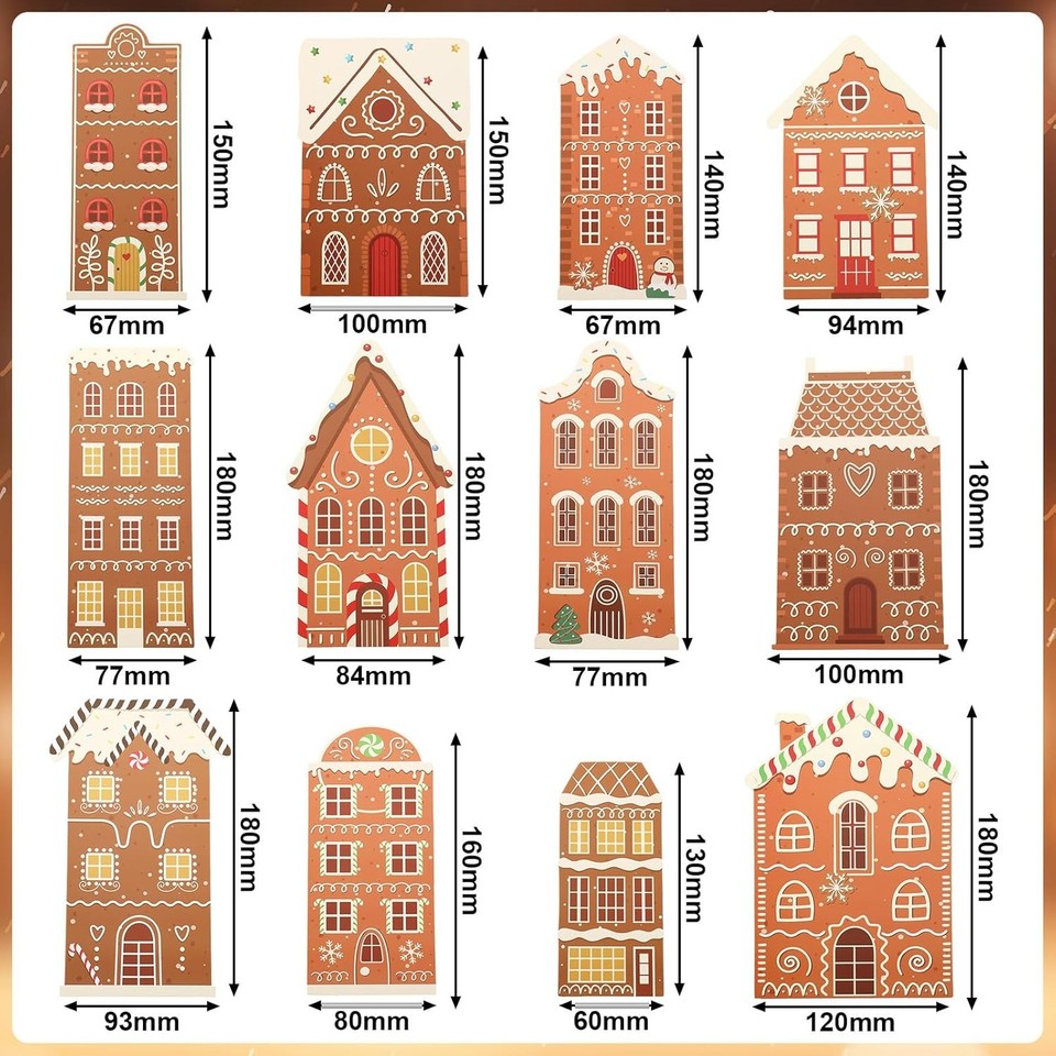12 Pieces Christmas Gingerbread House Table Decorations Village Set ...