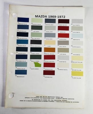 1969 1970 1971 1972 Mazda Car Auto Color Chips Chart Paint Codes | eBay