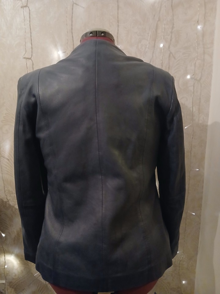 LLD Women's Blue Leather Jacket UK Size 16, please read description ...
