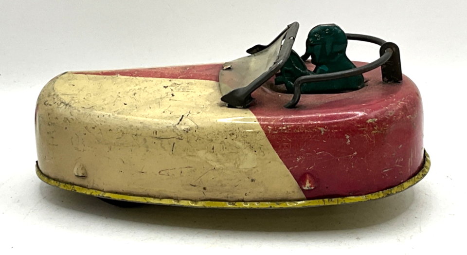 T#24 Wind-Up Tin Toy Doodle Bug Bumper Car W/ Canted Wooden Wheels | eBay