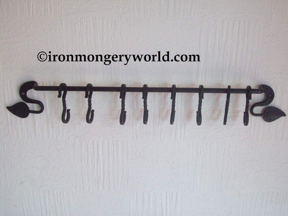 Black Antique Iron Blacksmith Hand Made Forged Kitchen S Hook Pot Pan ...