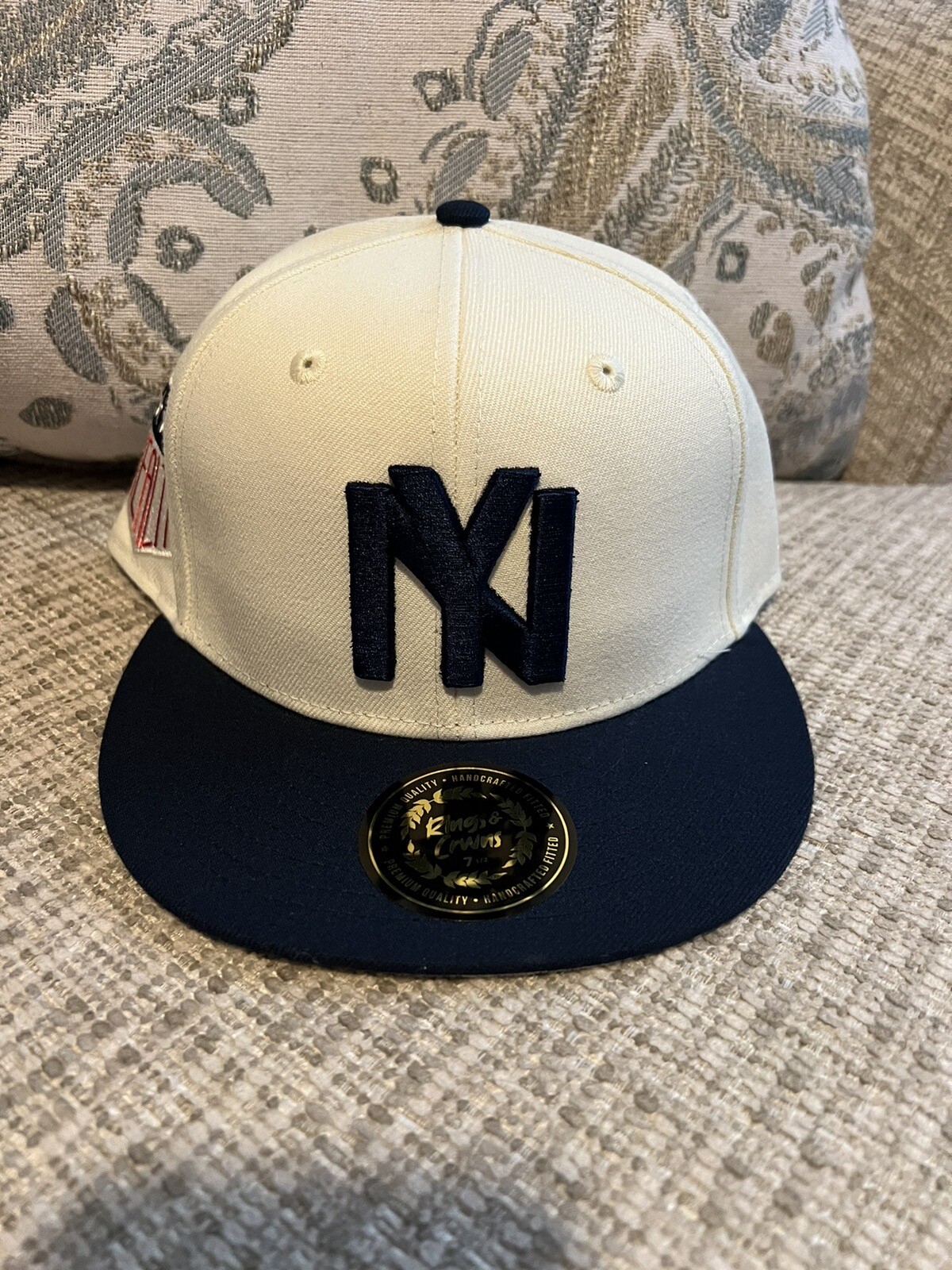 Rings & Crwns New York Black Eagles Men's Hat NLB Fitted Ivory/Blue ...
