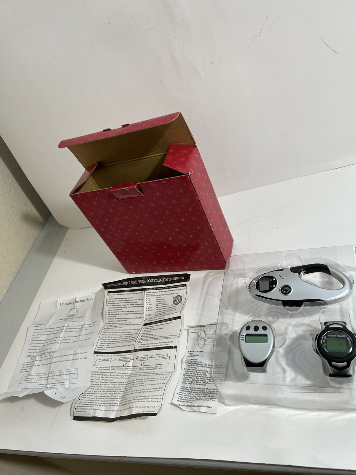 Pedometer, Sports Watch, compass, Led Flashlight Set. | eBay
