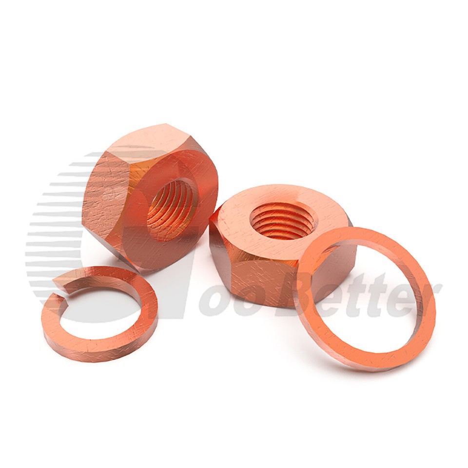 Copper Hex Full Nuts Flat Washer Spring Washers M3 M4 M5 M6 M8 M10 M12 ...