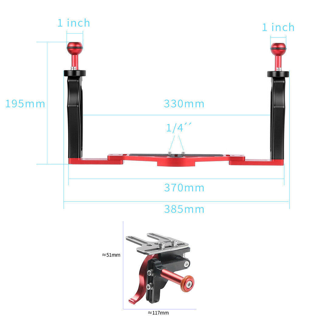 FEICHAO Diving Handheld Tray Bracket Handle Grip Long Rod Adjustable ...