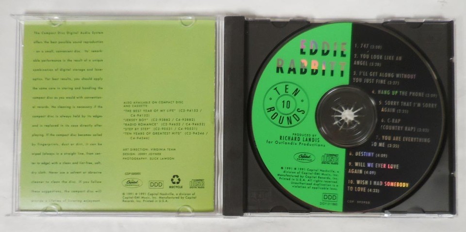 Eddie Rabbitt - 10 Ten Rounds (1991) CD | eBay