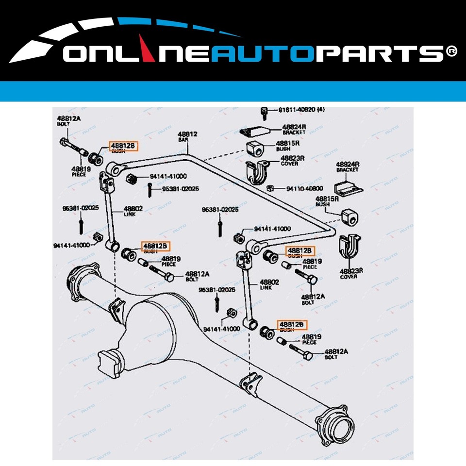 Rear Sway Bar Link Poly Bush Kit for Landcruiser 60 Series HJ60 HJ61 ...