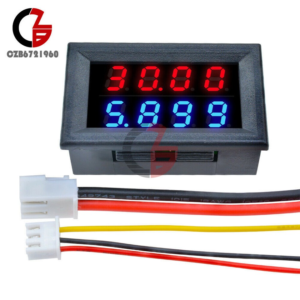 Blue+Red LED DC 0-200V 10A Voltmeter Ammeter Amp Dual Digital Volt ...