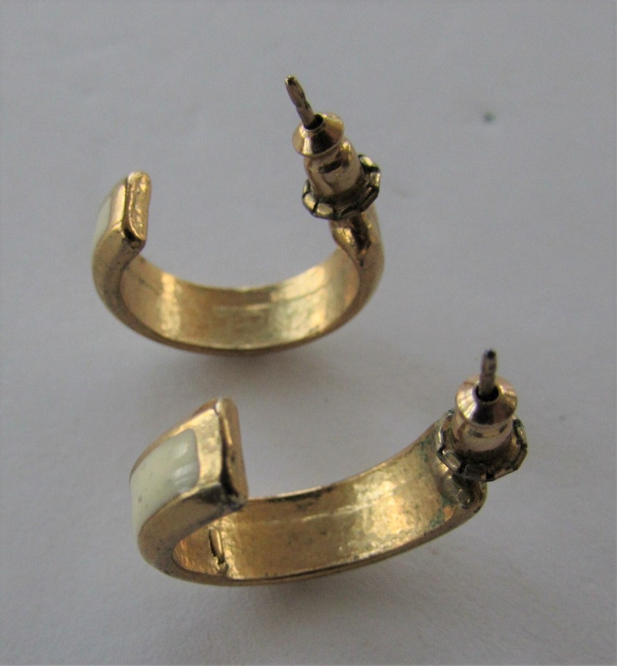 Pierced Earrings Black Navy Gold Drop Dangle Hoop Costume Jewelry VTG ...