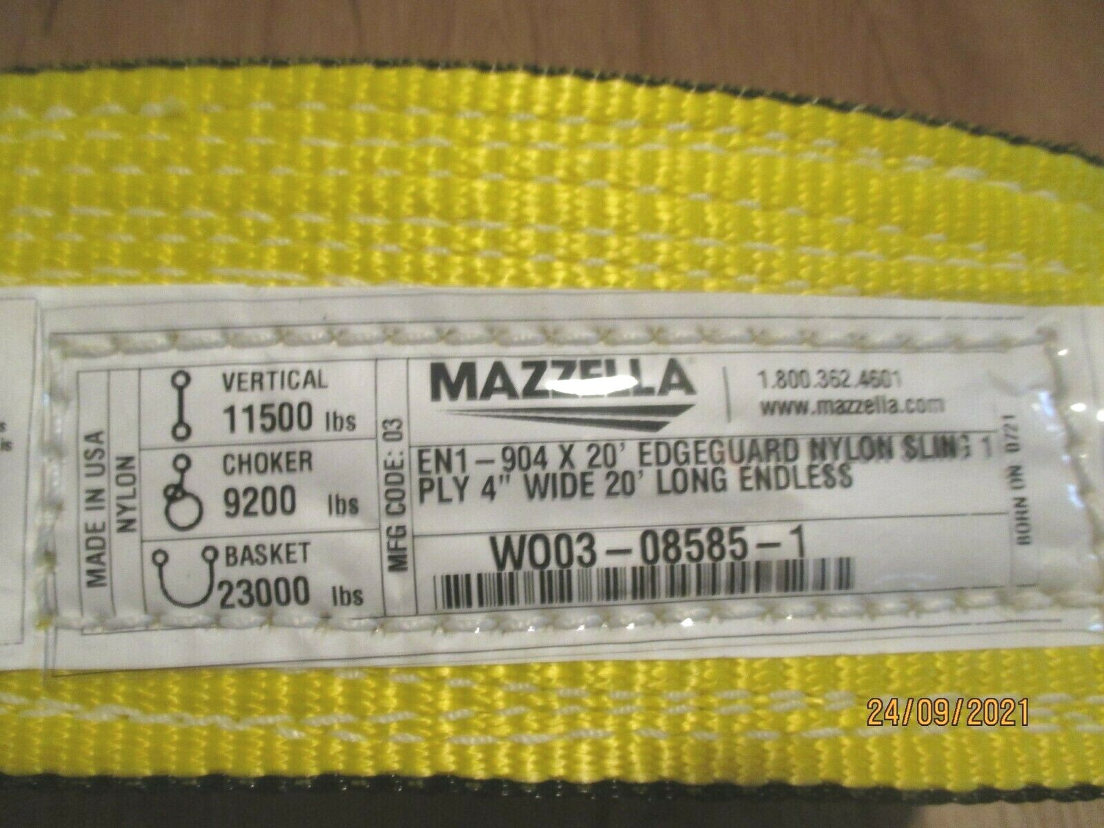 BRAND NEW 20 FOOT BY 4 INCHES WIDE Mazzella EN1-904 EDGEGUARD Nylon Web ...