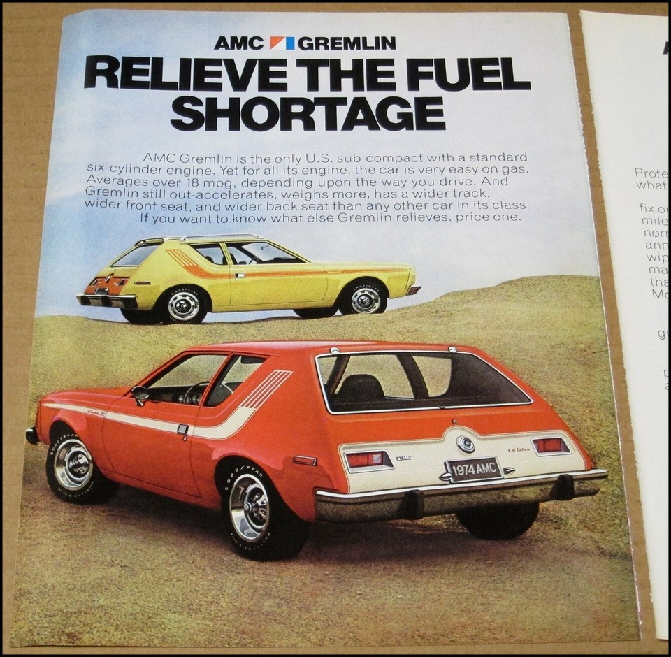 1974 AMC Gremlin 2-Page Print Ad 1973 Car Advertisement Vintage ...