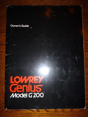 Genuine LOWREY Organ Owner's Manual Genius Series Model G-200 | eBay