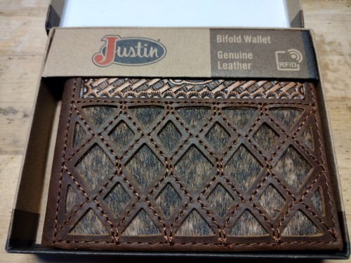 Justin Leather RFID Wallet - Diamond Pattern - Genuine Leather And Also ...